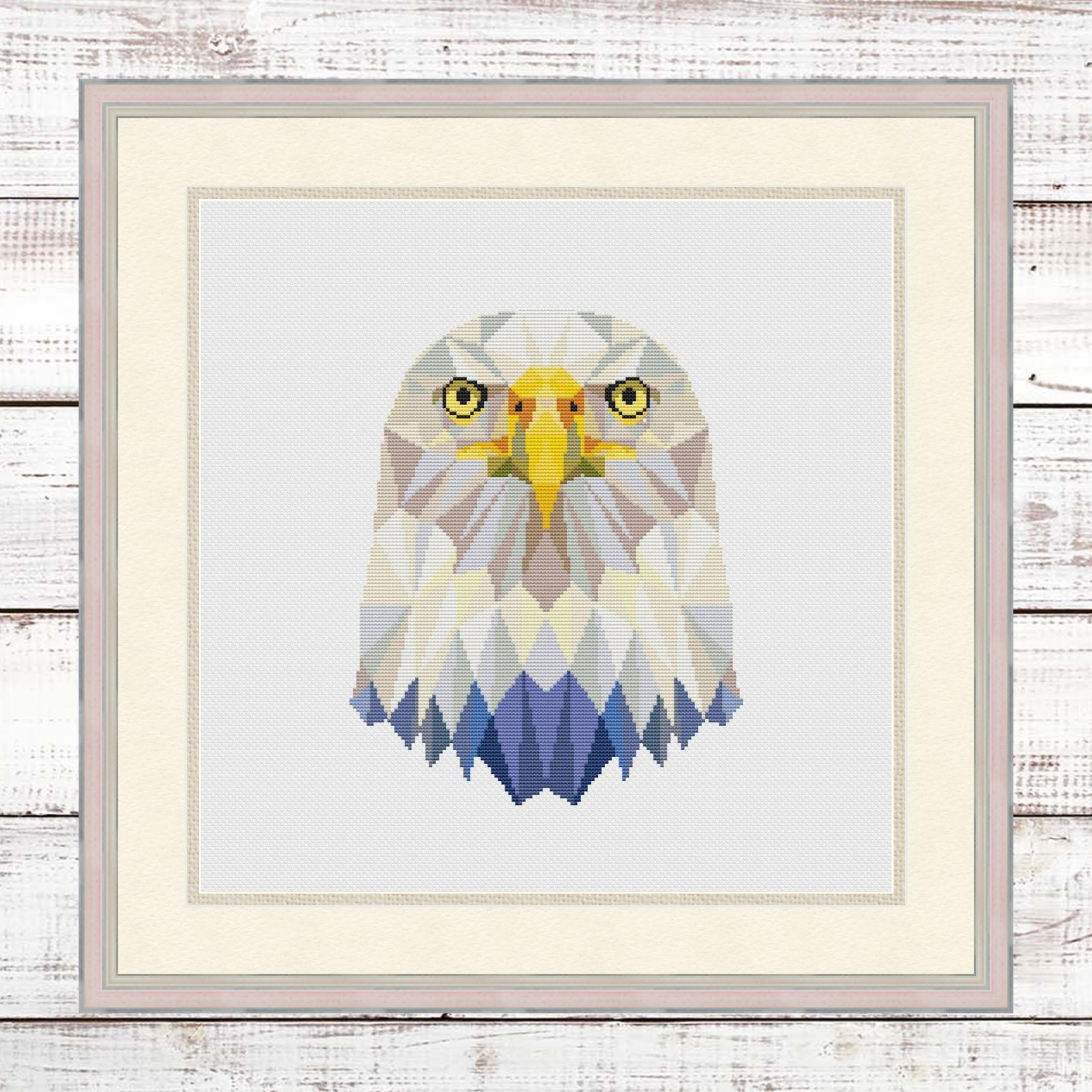 Geometric Eagle Cross Stitch Pattern Modern, Animals pattern
