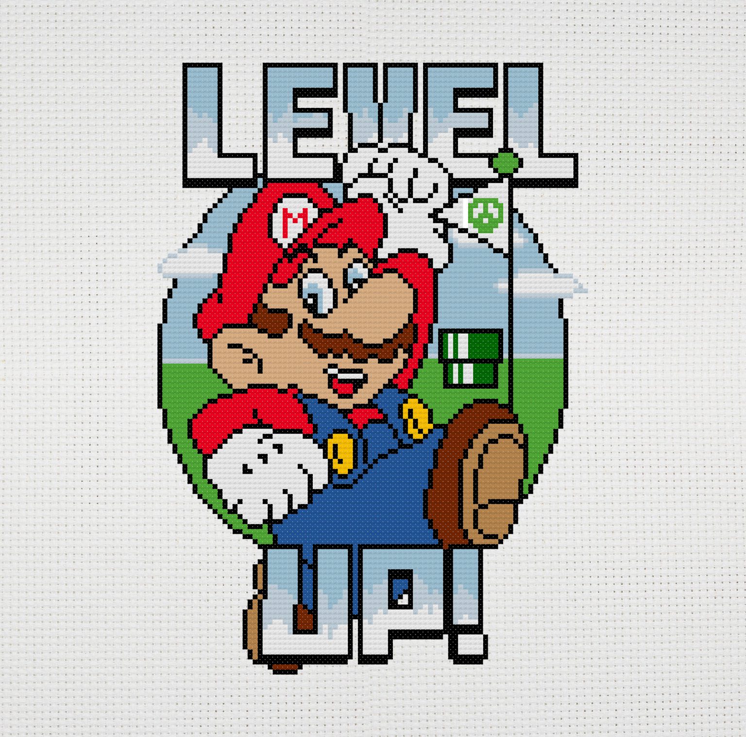Mario cross stitch. Super Mario cross stitch pattern PDF.