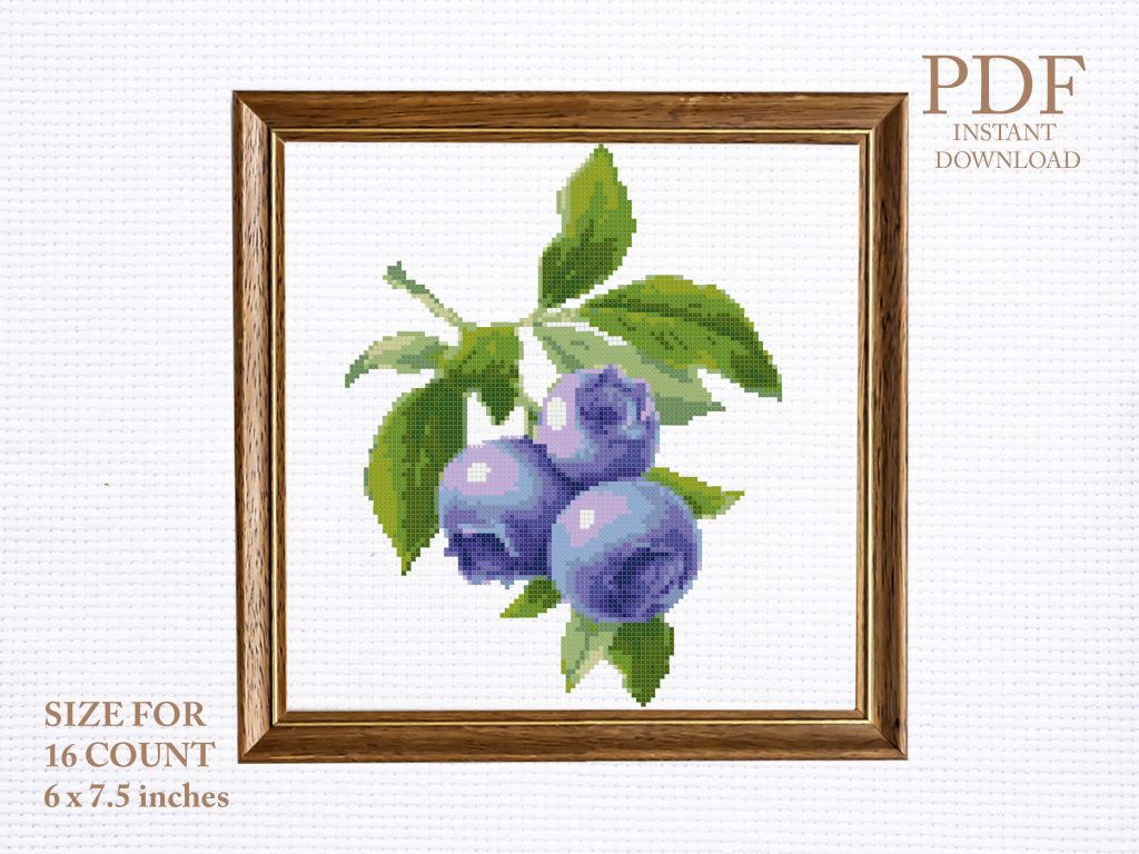 Blueberry cross stitch pattern