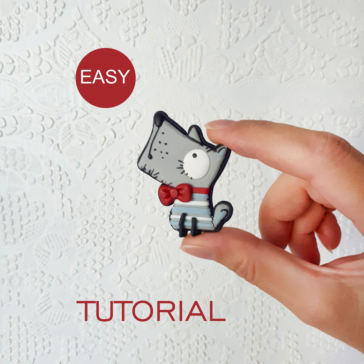 Dog pin polymer clay jewelry easy tutorial for beginners