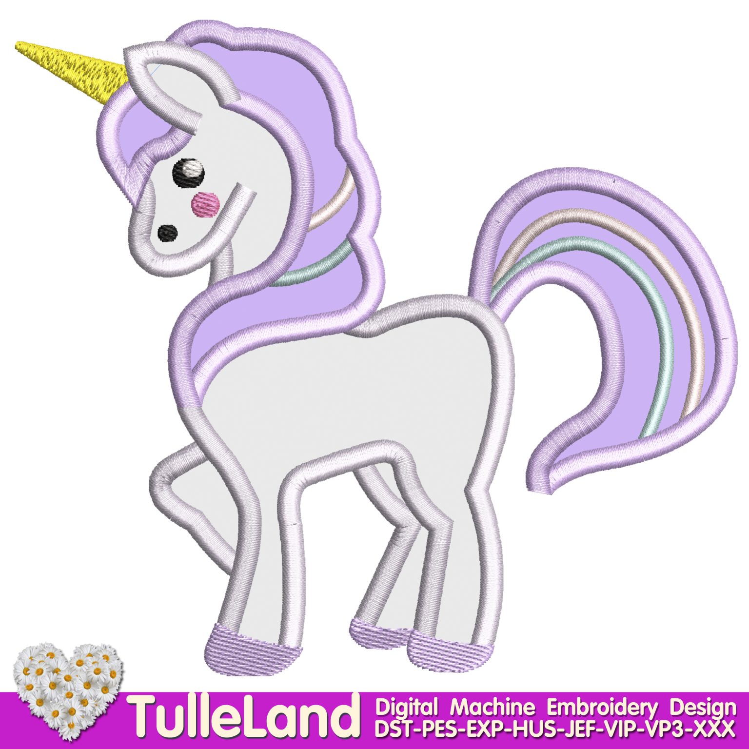 Unicorn applique Machine embroidery design