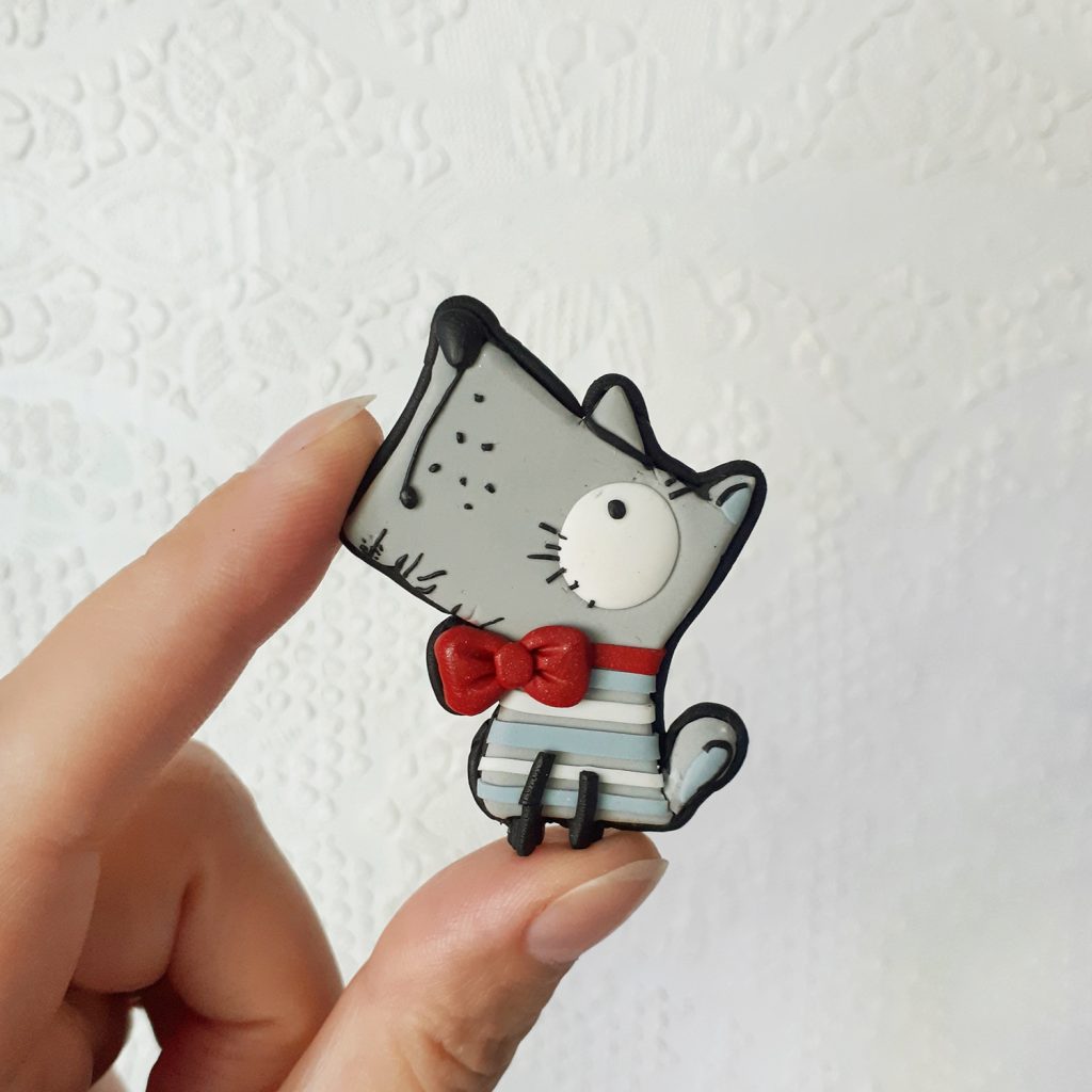 Dog pin polymer clay jewelry easy tutorial for beginners