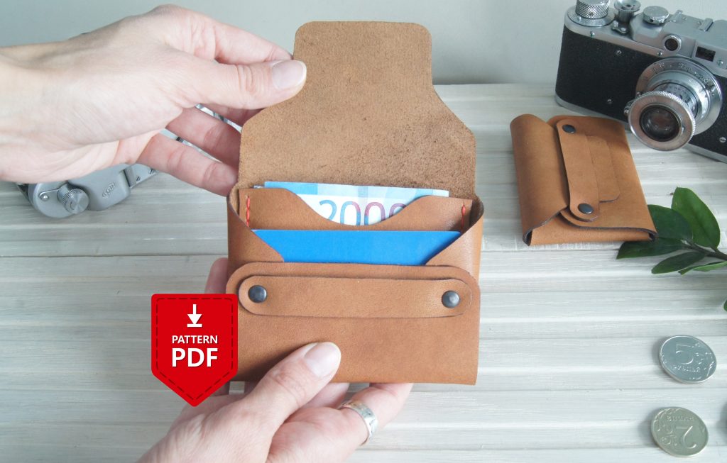 Leather fold up card wallet pattern template pdf - Crealandia