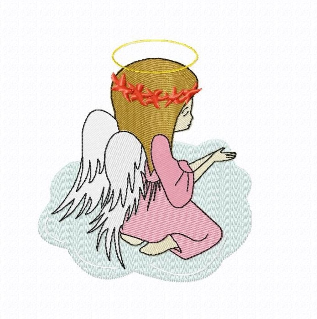 Machine embroidery design angel 4 sizes - Crealandia