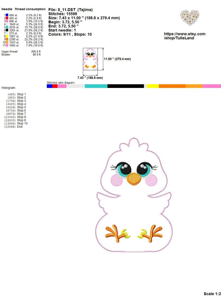 Easter Chicken Stuffie ITH Pattern Machine embroidery design