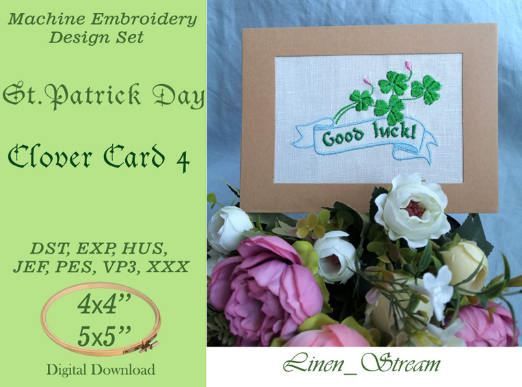 Clover Card 4 machine embroidery design needlework Gift Card