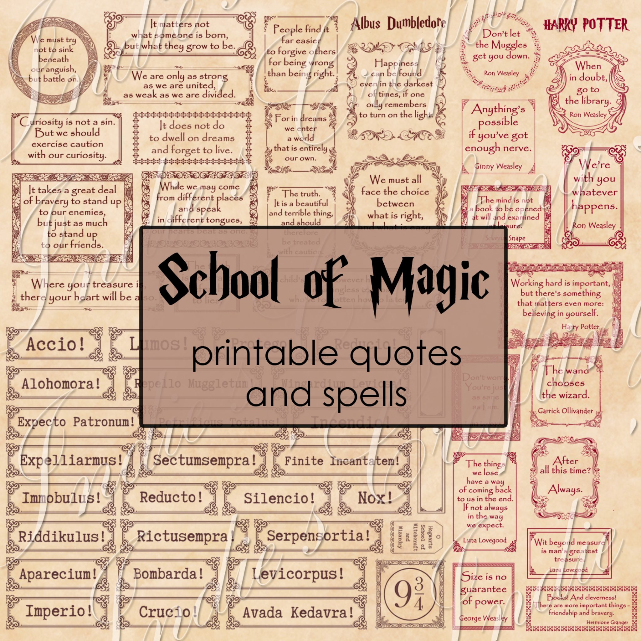 Harry Potter wizard printable quotes and journaling phrases