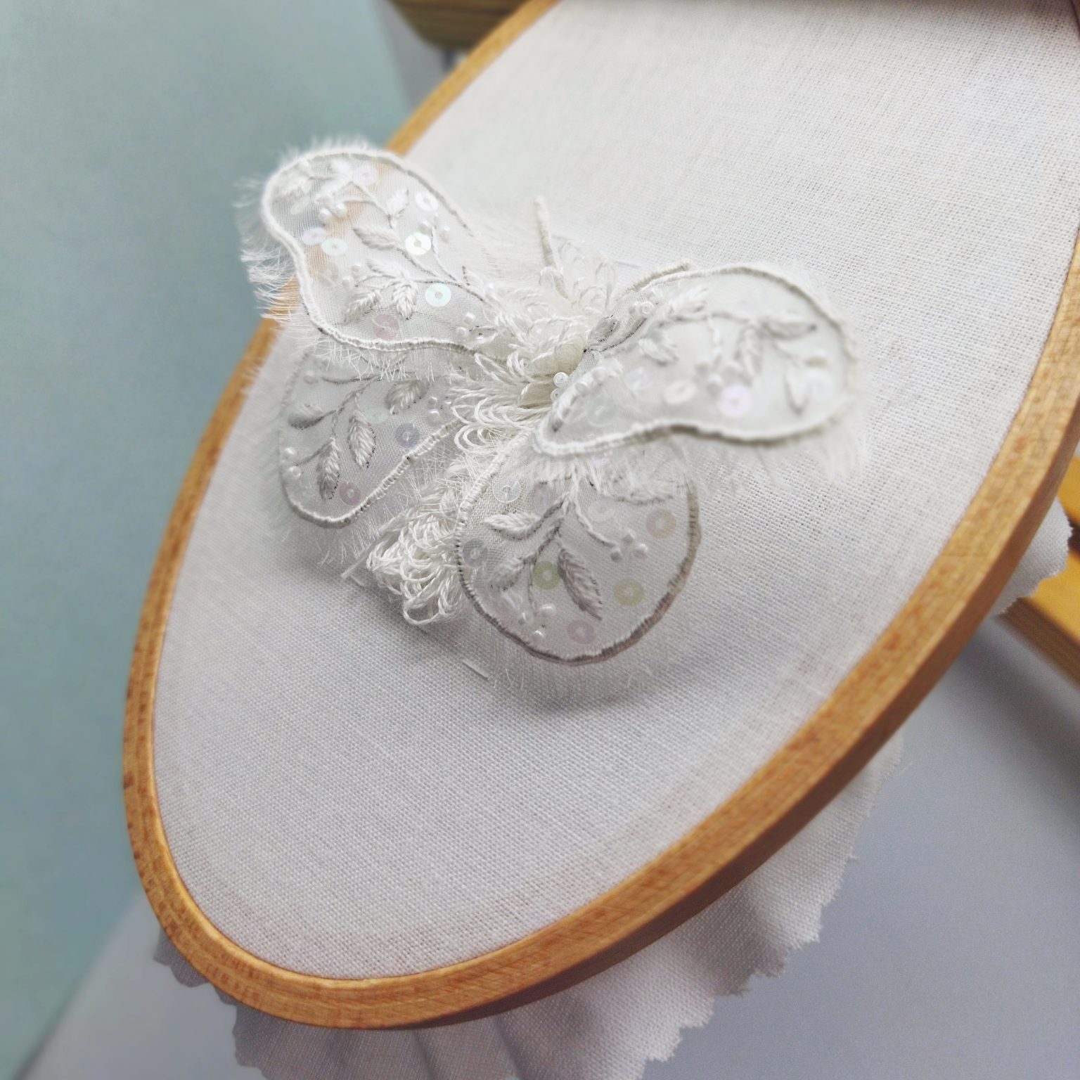 Christmas moth. Hand embroidery. Stumpwork technique. PDF.