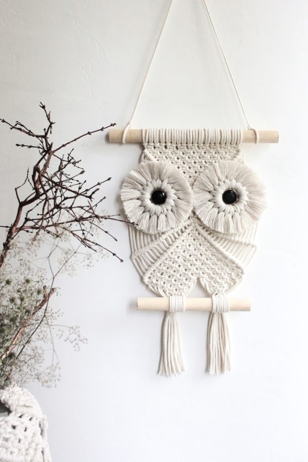 Macrame OWL Pattern Pdf, Wall Hanging DIY tutorial for beginners - Crealandia
