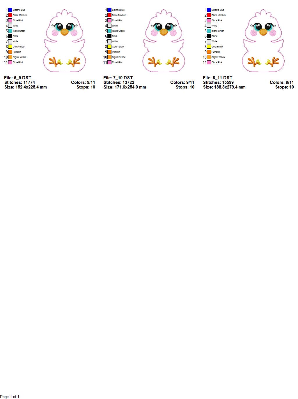 Easter Chicken Stuffie ITH Pattern Machine embroidery design