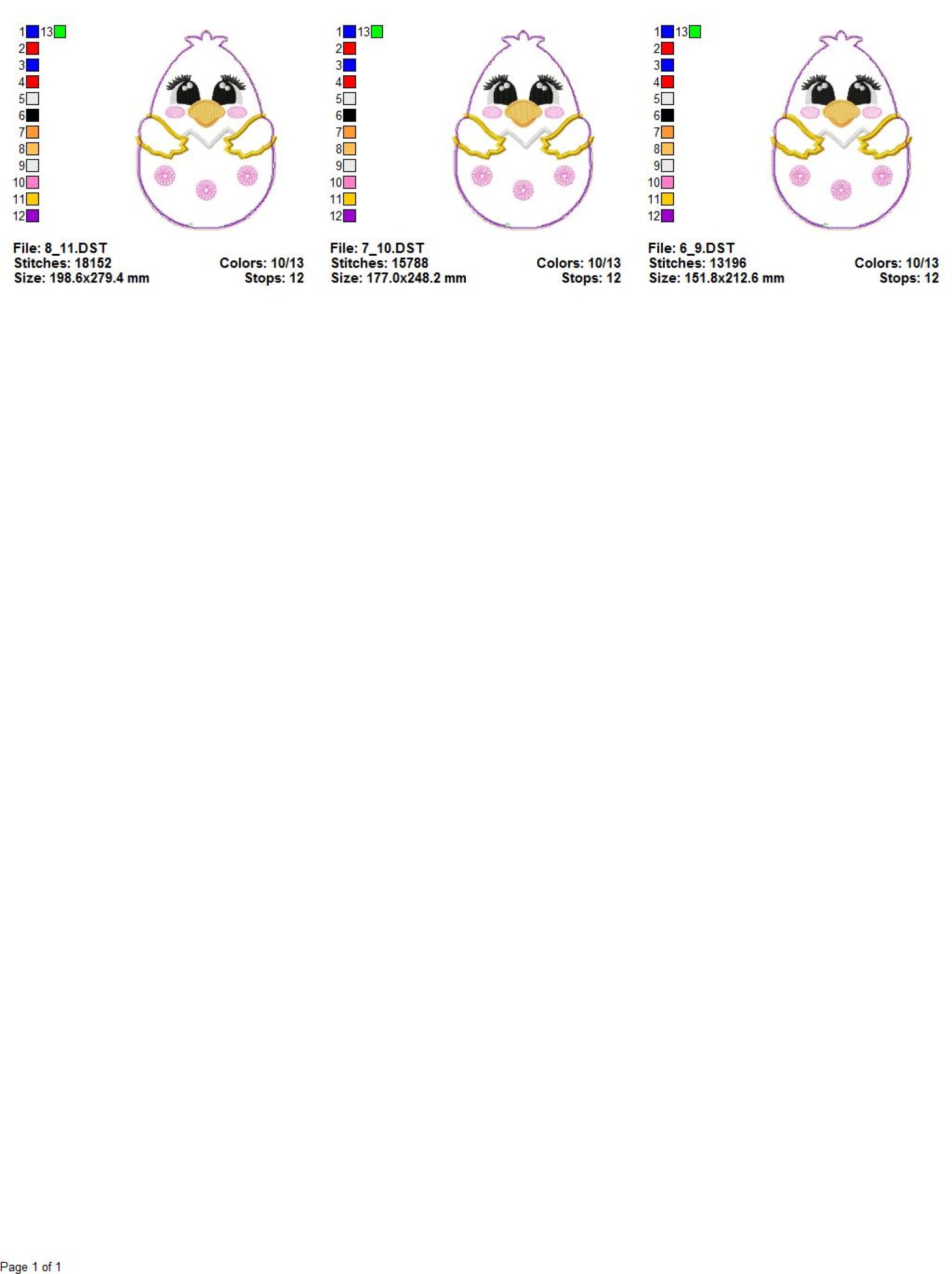 Easter Chicken Stuffie ITH Pattern Machine embroidery design