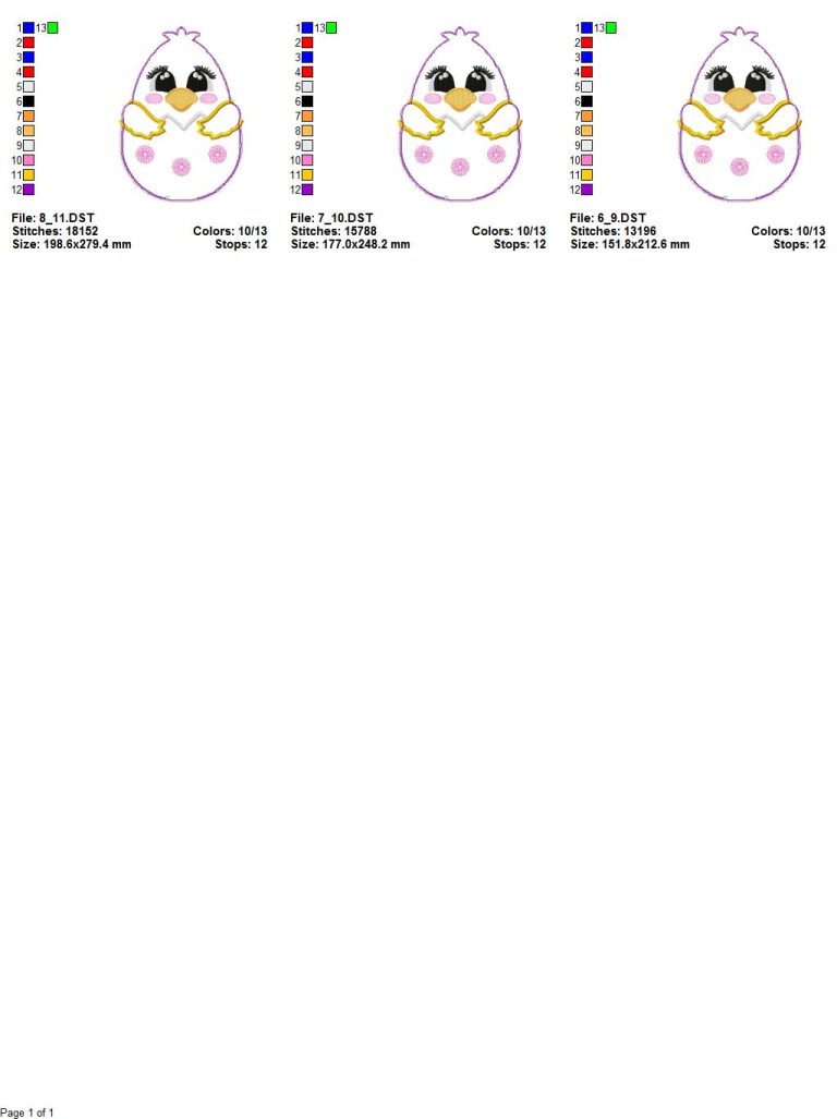 Easter Chicken Stuffie ITH Pattern Machine embroidery design