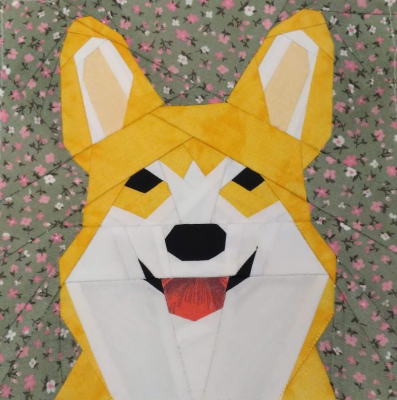 Welsh corgi Quilt Block PDF Pattern 4 versions Paper Piecing