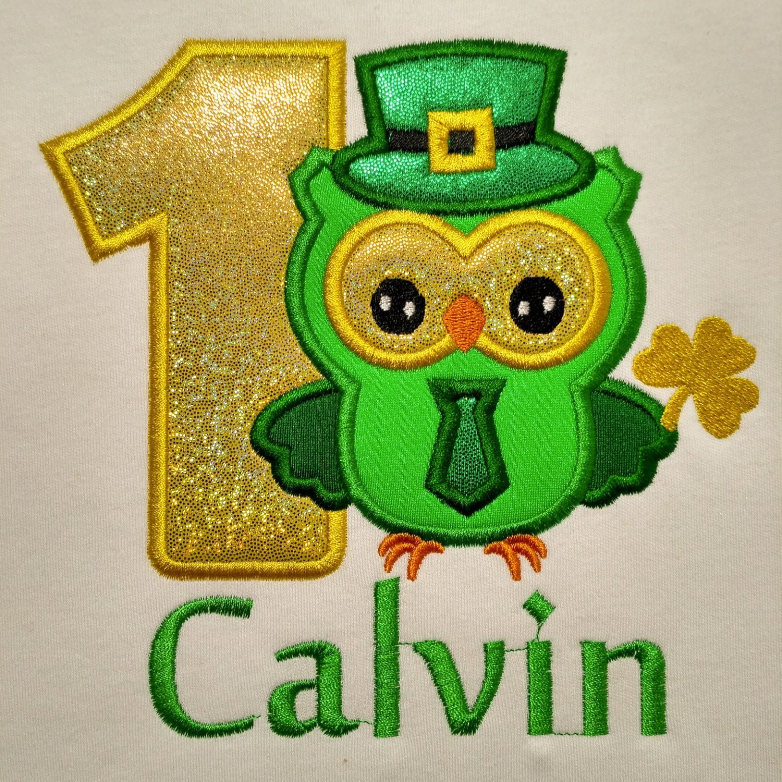 Owl St Patricks applique Machine embroidery design