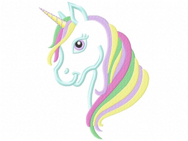 Unicorn head applique Machine embroidery design