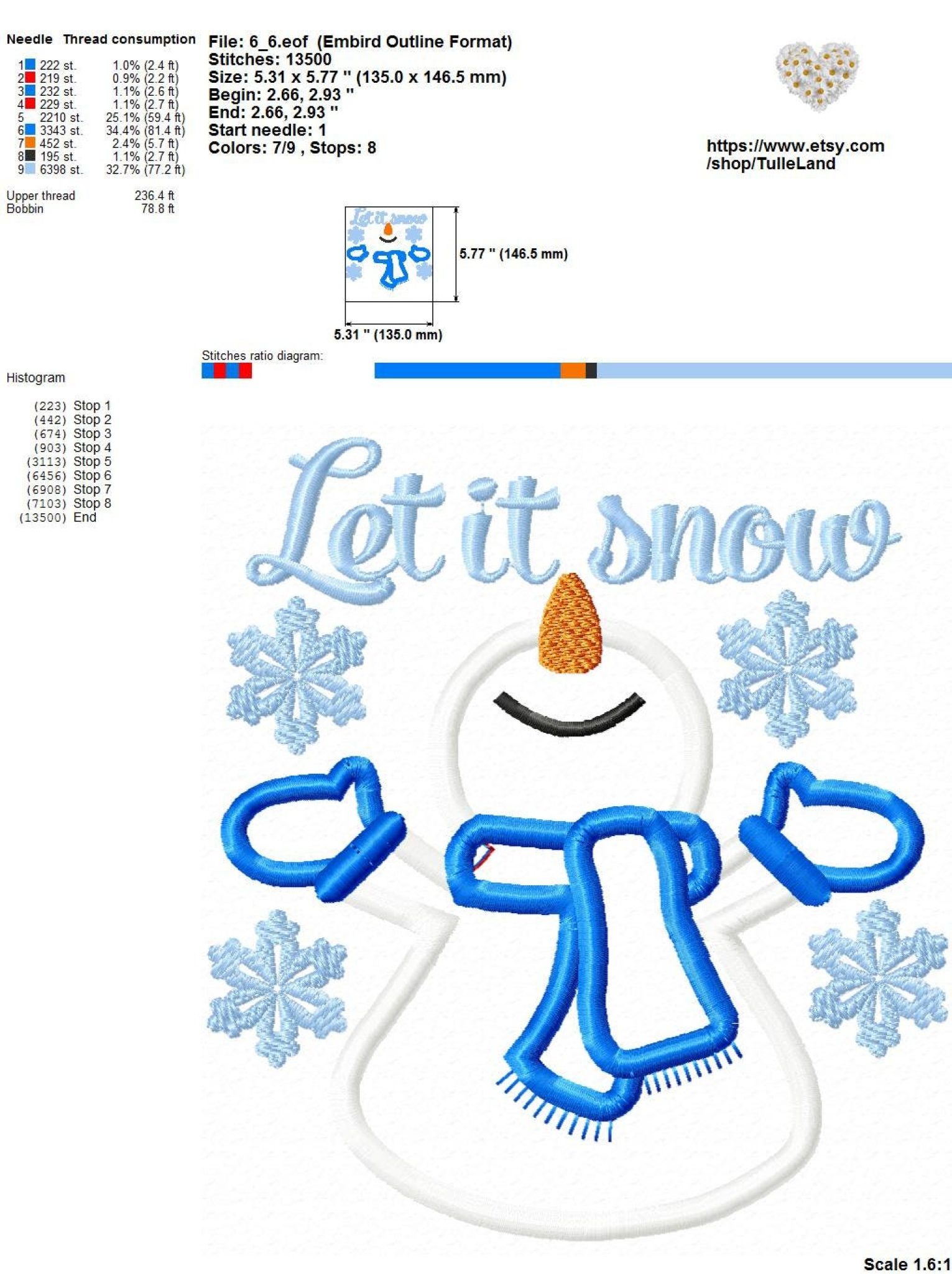 Christmas snowman Machine embroidery design