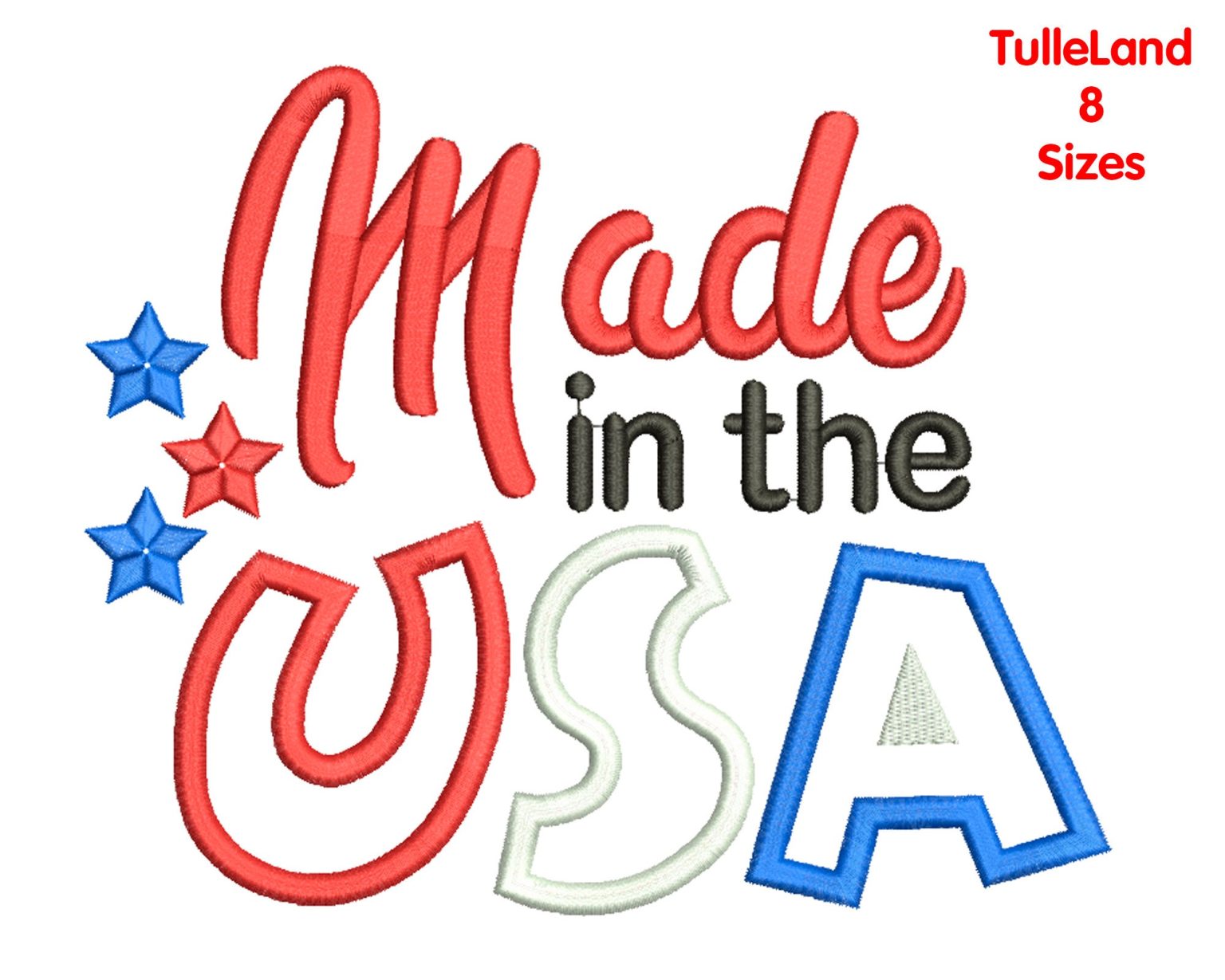 Made in the USA Patriotic Star Machine embroidery design