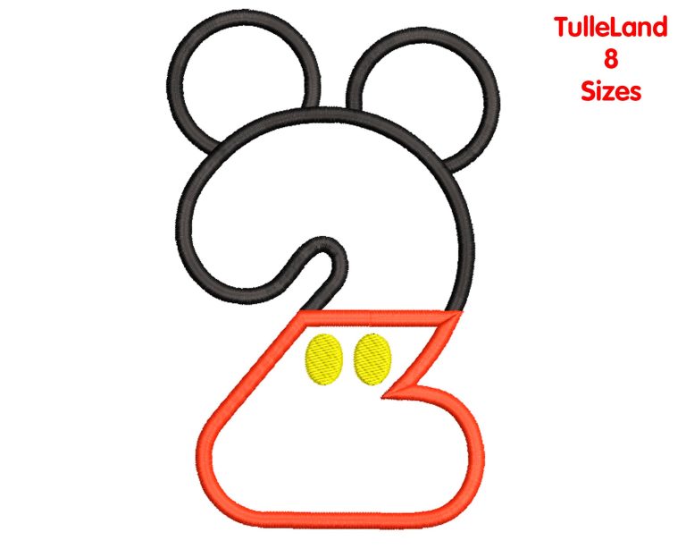 Mouse Number Two Cute mouse Machine embroidery design