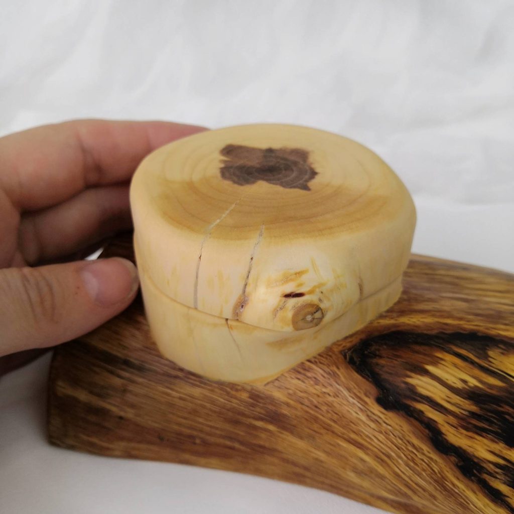 Small handmade oak box on a stand