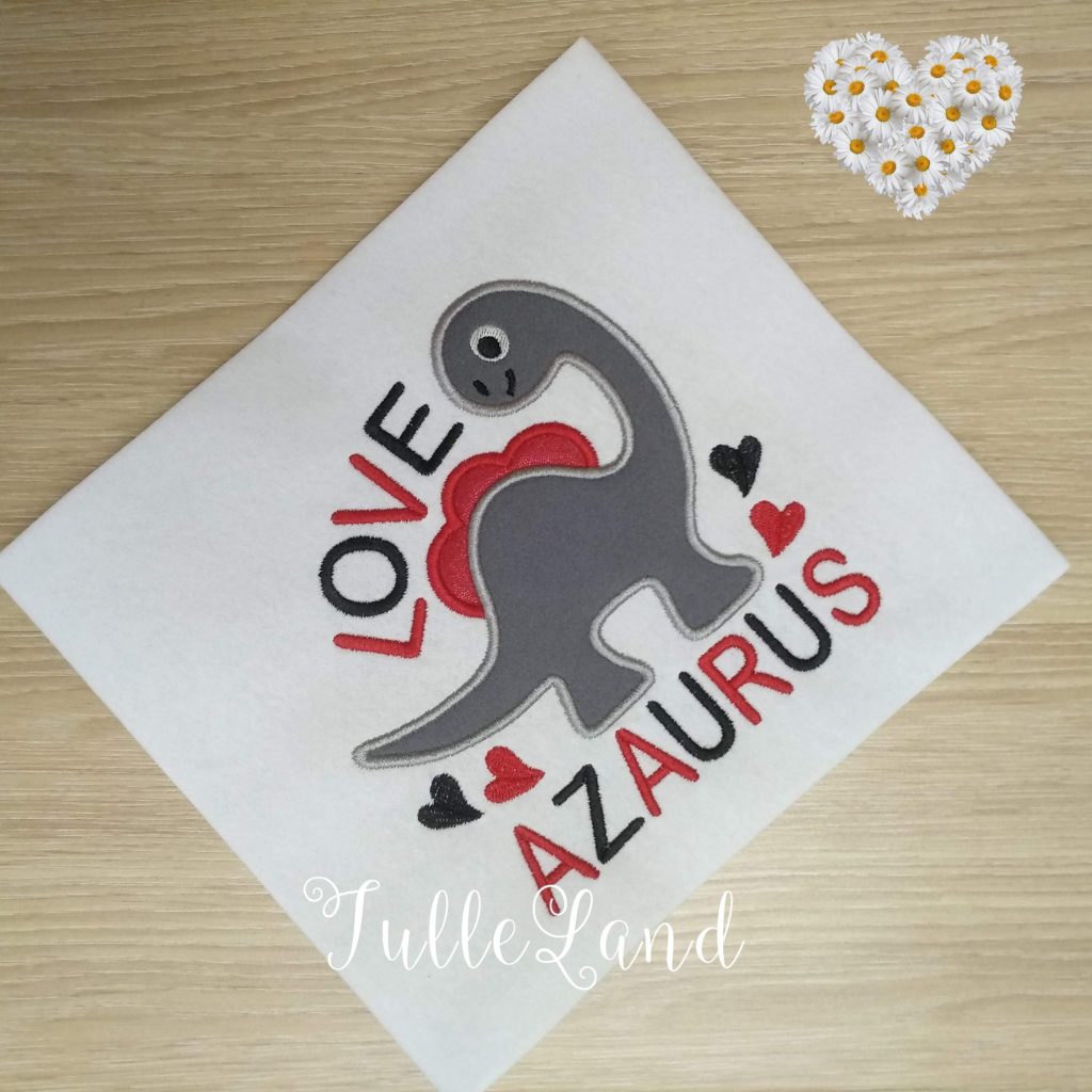 Valentine Dinosaur Loveasaurus Machine embroidery design