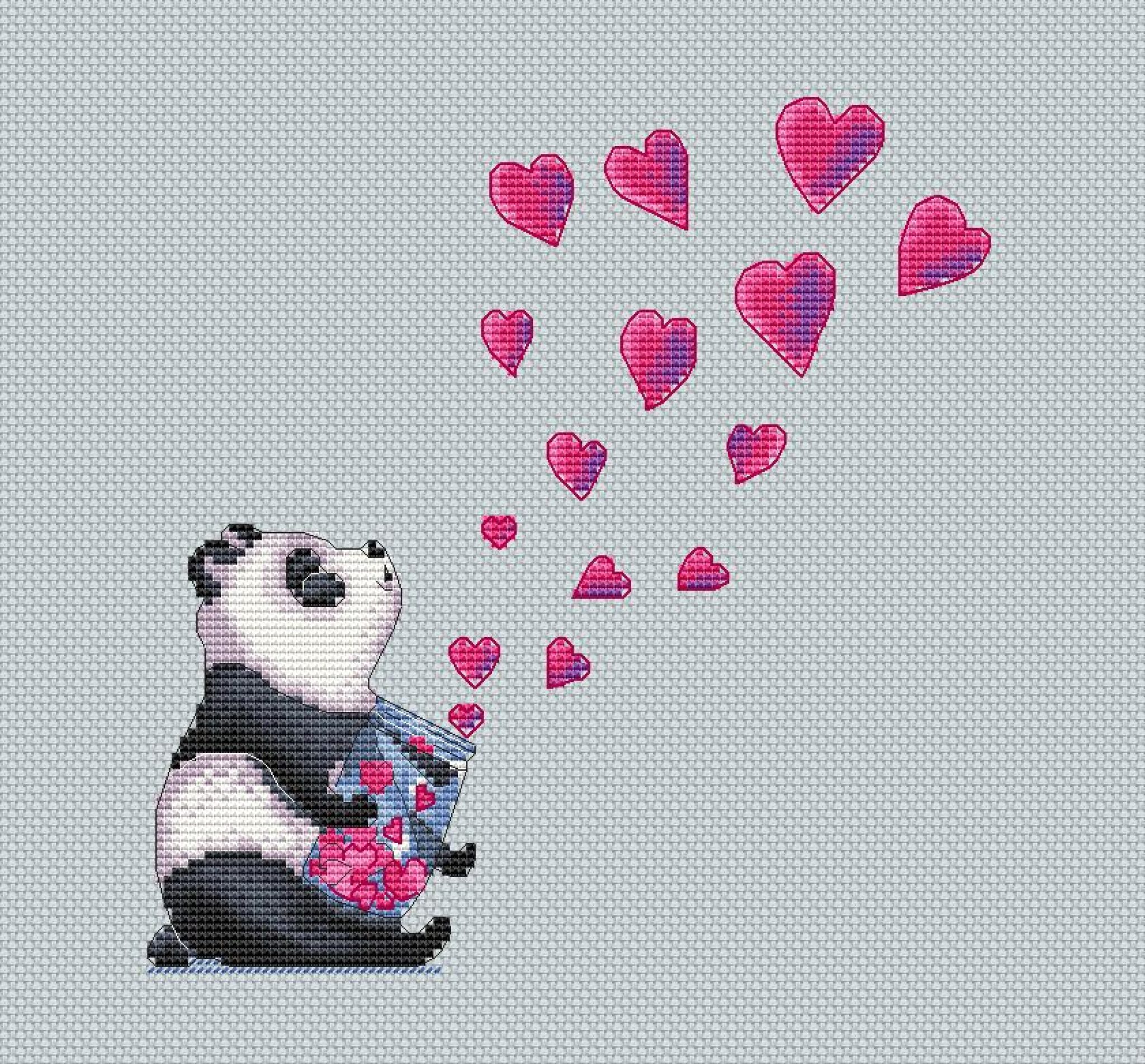 Panda Cross Stitch Pattern, Animal cross stitch chart
