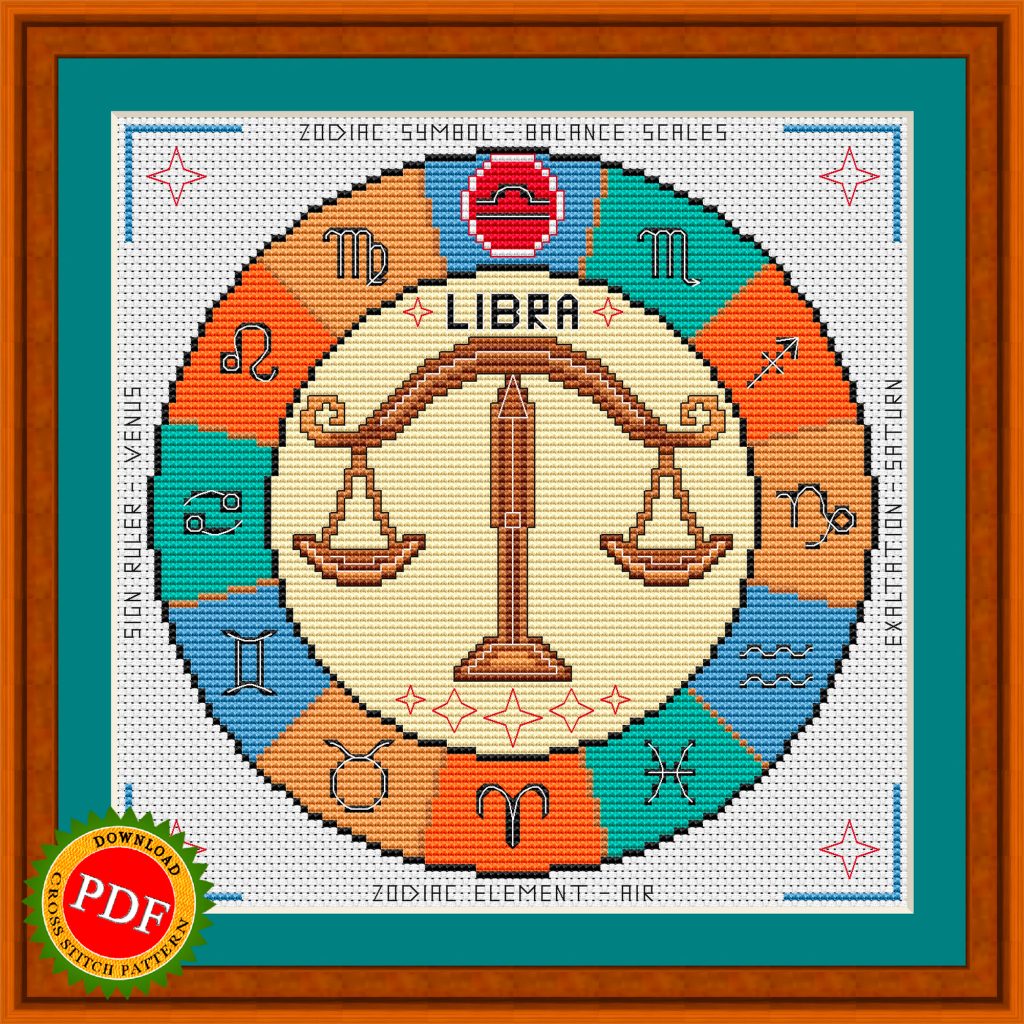 Libra Cross Stitch Pattern | Libra Zodiac Sign