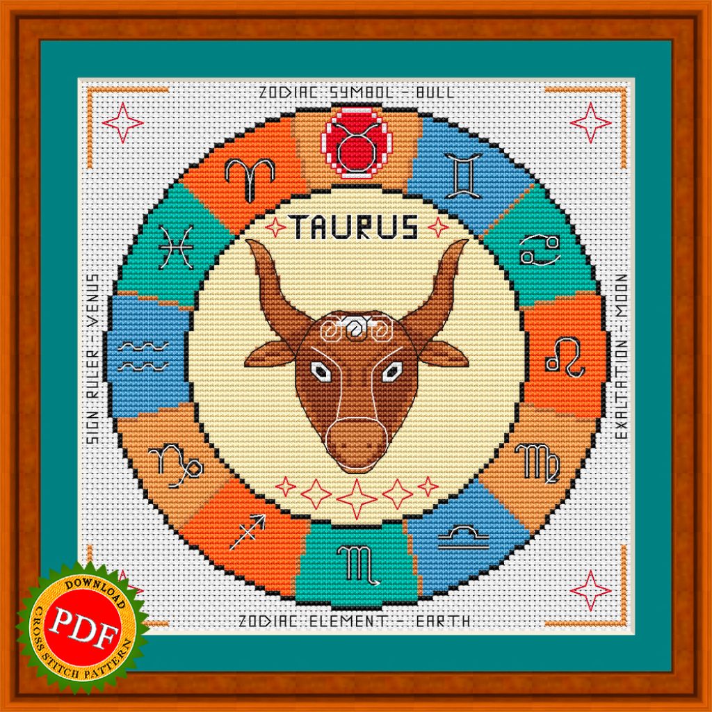 Taurus Cross Stitch Pattern | Taurus Zodiac Sign