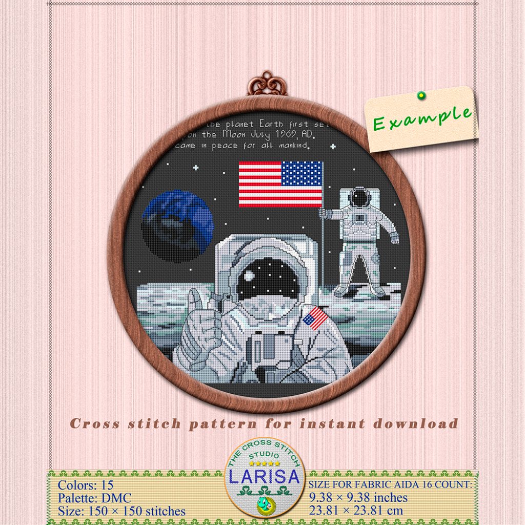 Apollo 11 Cross Stitch Pattern | Moon Landing | Lunar Landing