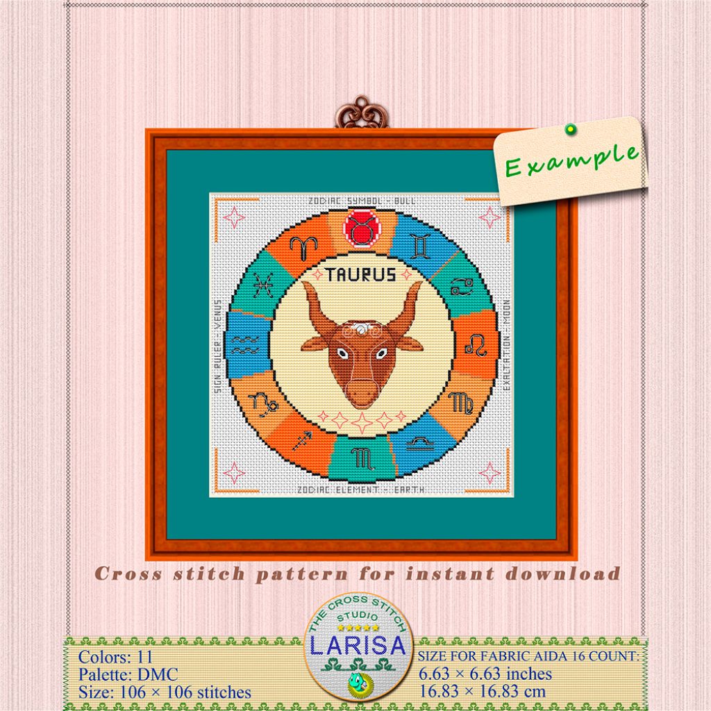Taurus Cross Stitch Pattern | Taurus Zodiac Sign