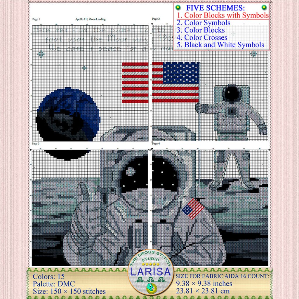 Apollo 11 Cross Stitch Pattern | Moon Landing | Lunar Landing
