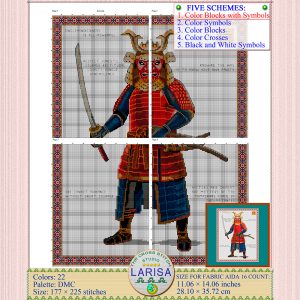 Samurai Cross Stitch Pattern | Samurai In Armor