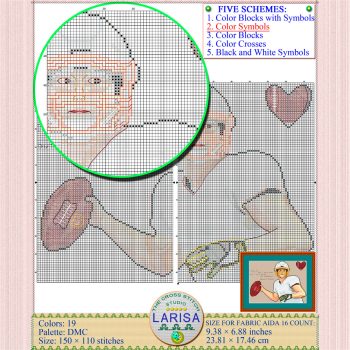 American Football Cross Stitch Pattern | Football Player
