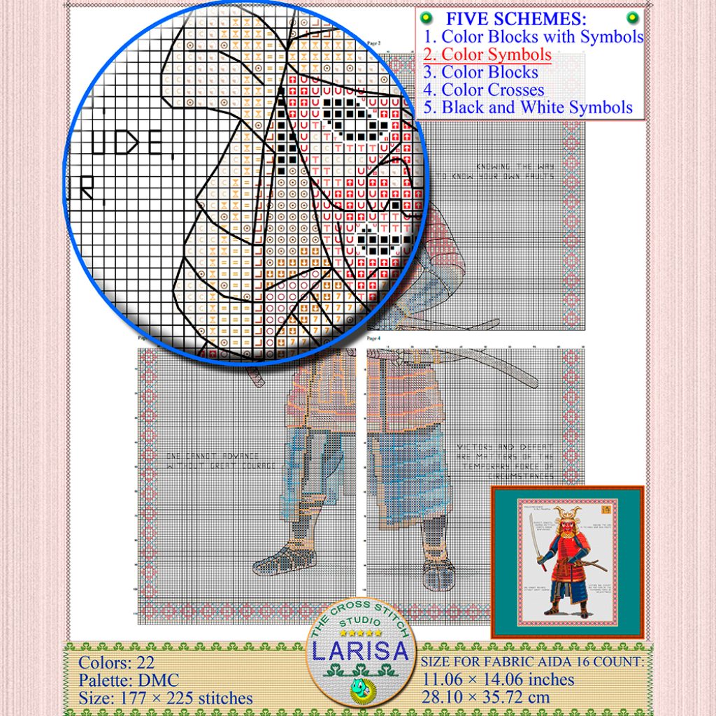 Samurai Cross Stitch Pattern | Samurai In Armor