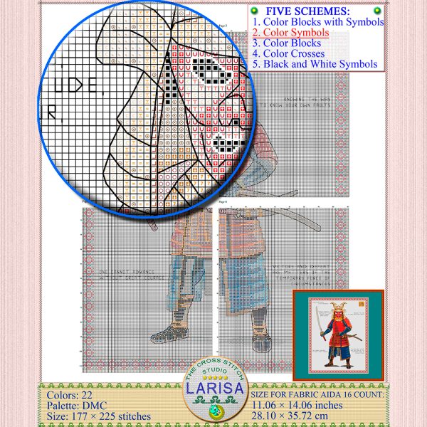 Samurai Cross Stitch Pattern | Samurai In Armor