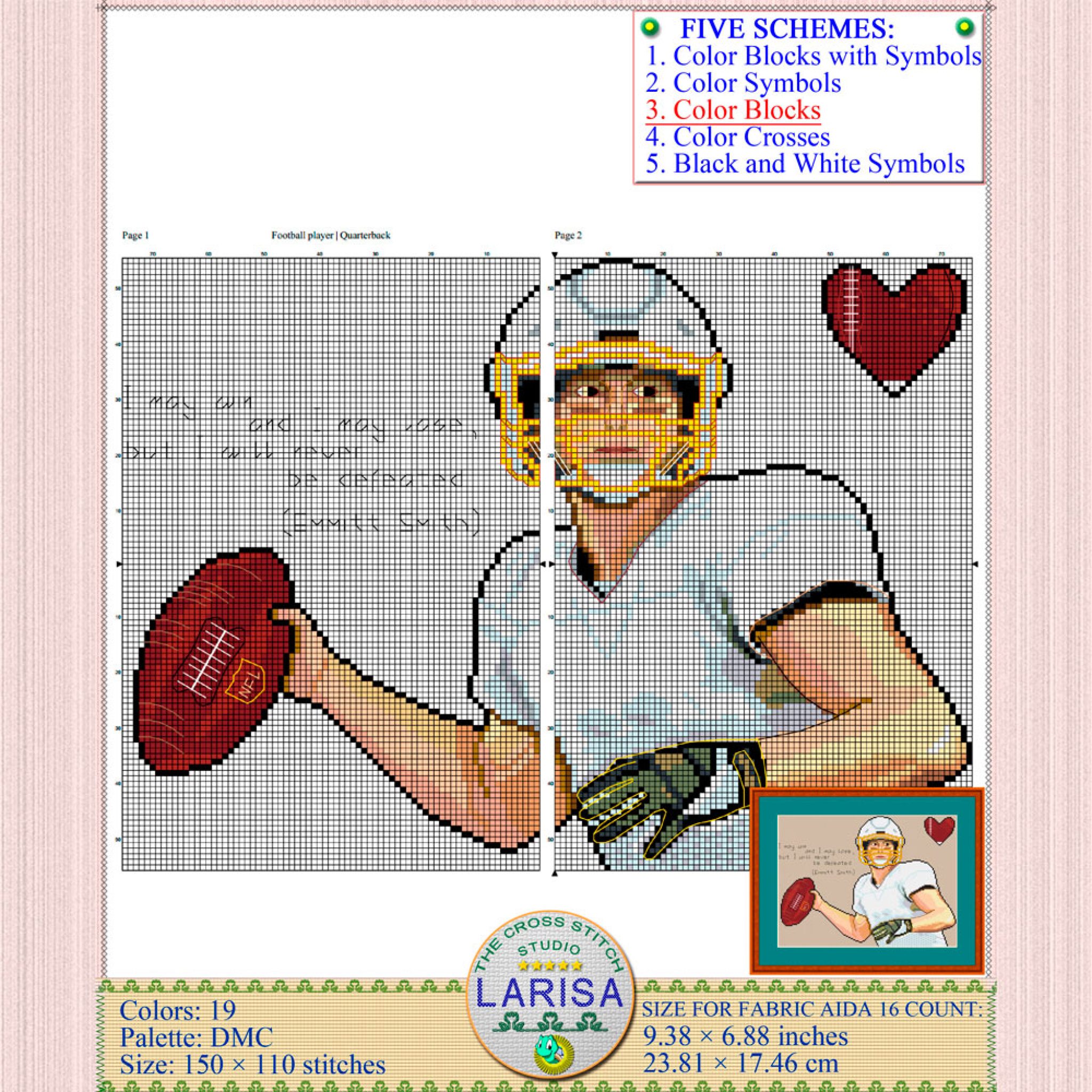 American Football Cross Stitch Pattern | Football Player