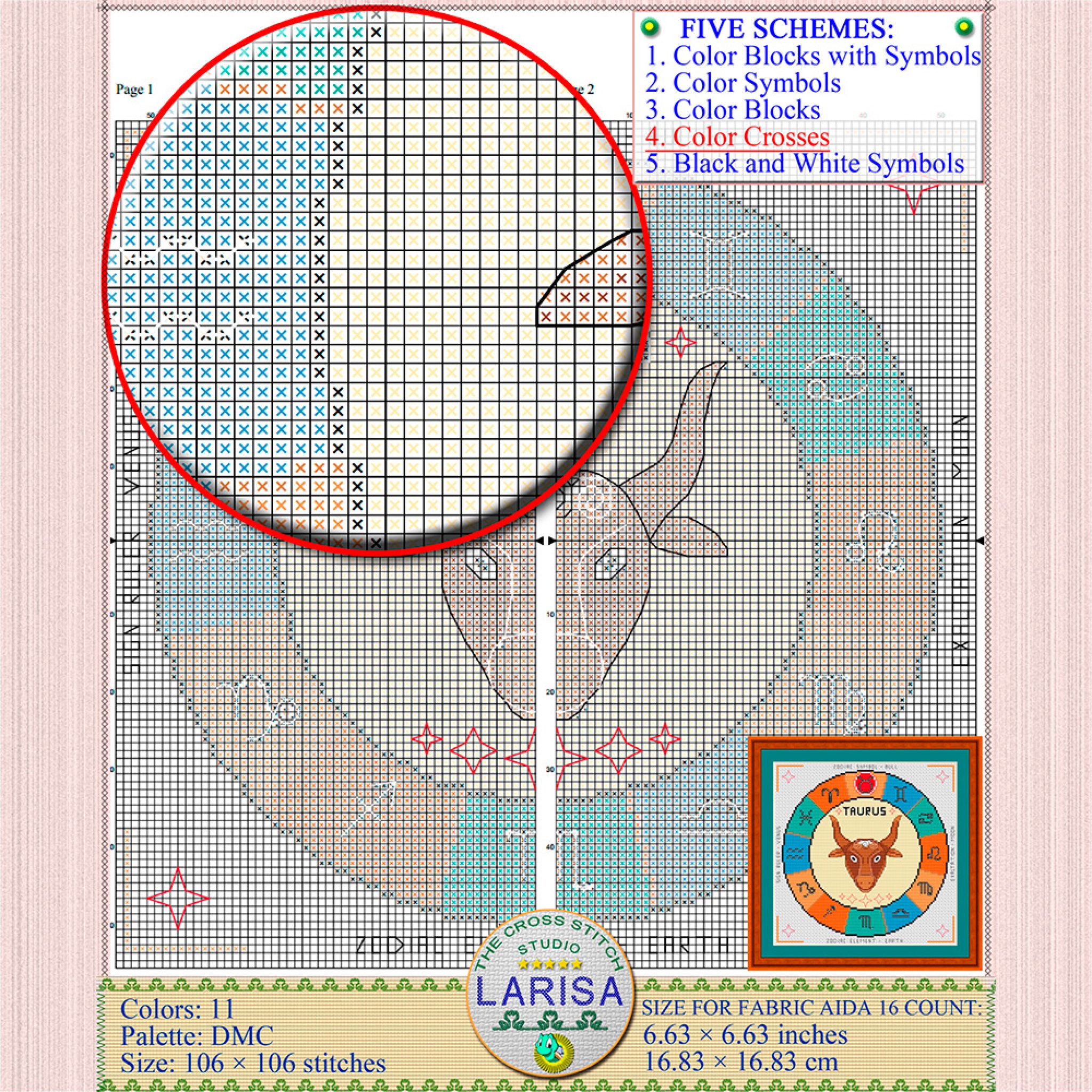 Taurus Cross Stitch Pattern | Taurus Zodiac Sign