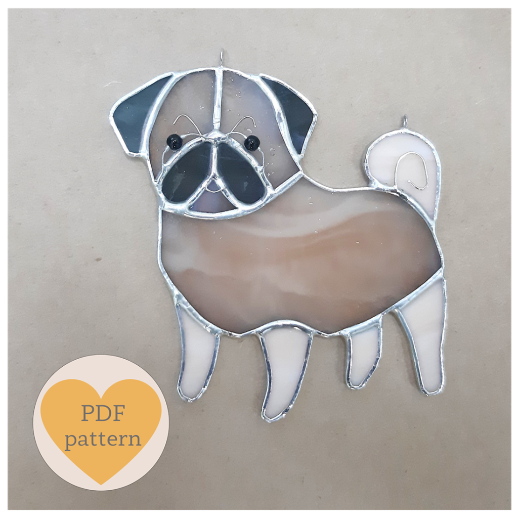 Stained Glass Pattern, Pug Dog Suncatcher