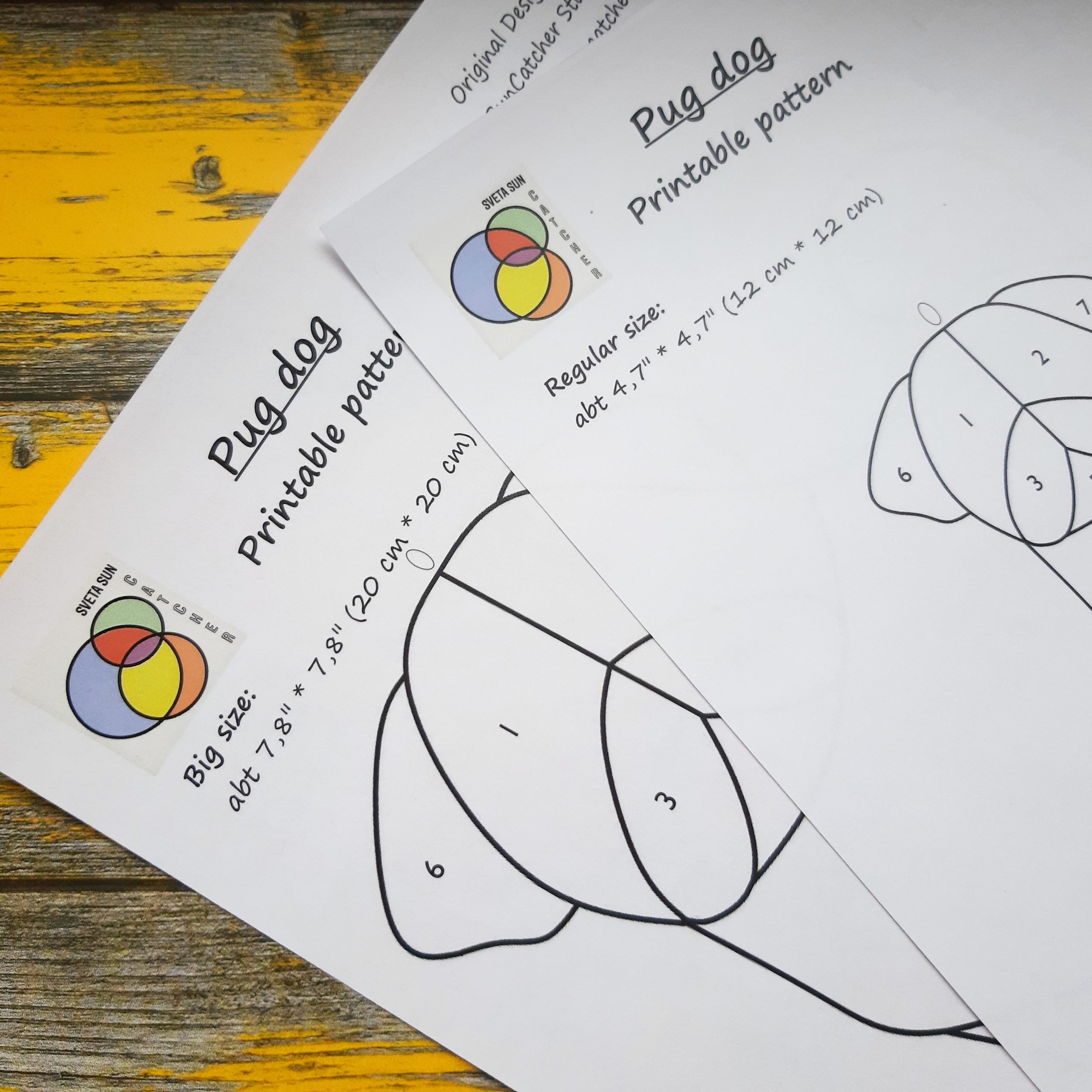 Stained Glass Pattern, Pug Dog Suncatcher