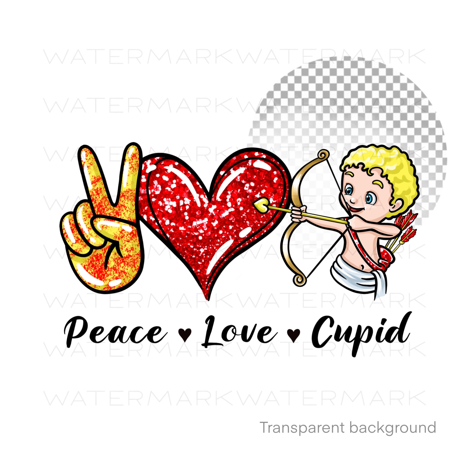 Peace, Love, Cupid / png digital files / art design - Crealandia