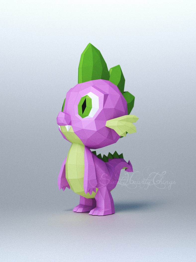 3d Papercraft-Baby Spike-PDF DXF Templates - Crealandia