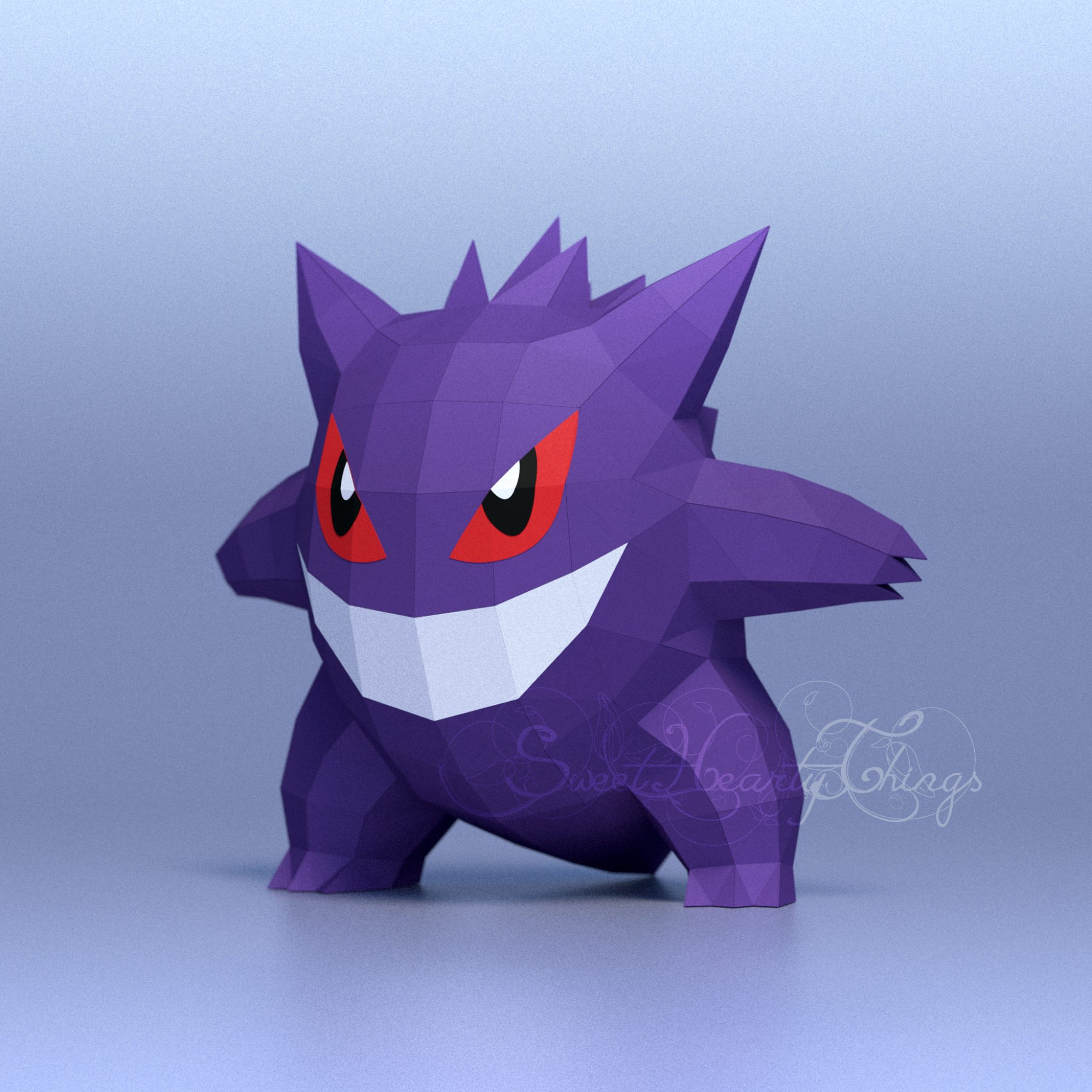 3d Papercraft Gengar PDF DXF Templates - Crealandia