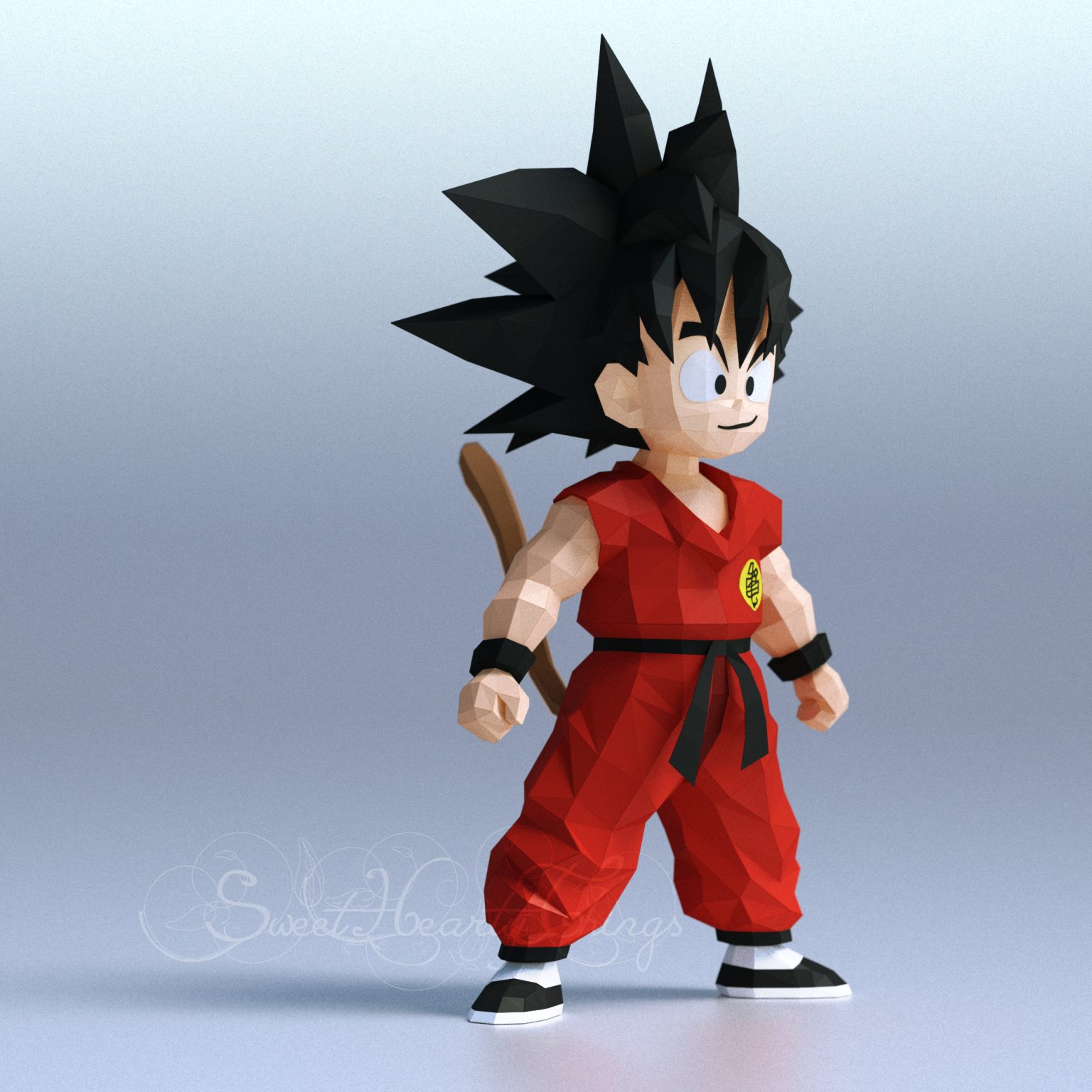 3d Papercraft - Kid Goku - SVG PDF DXF Templates - Crealandia