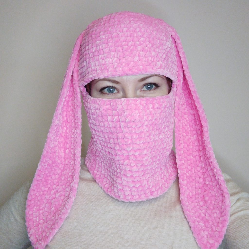 Pink bunny balaclava with rabbit ears Kawaii bunny balaclava