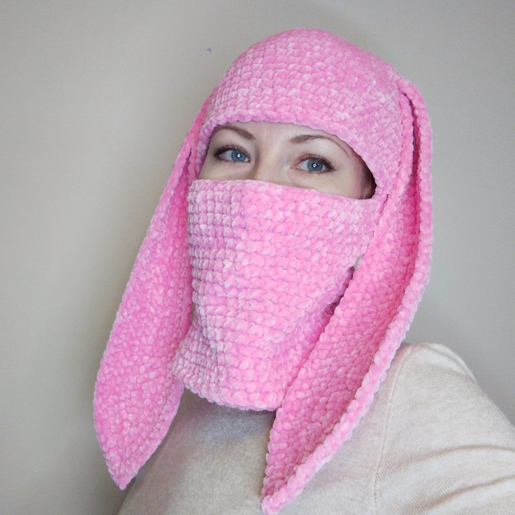 Pink bunny balaclava with rabbit ears Kawaii bunny balaclava