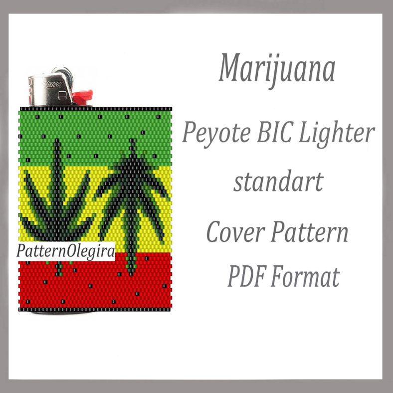MARIJUANA bead pattern PDF file, Bead cover lighter BIC - Crealandia