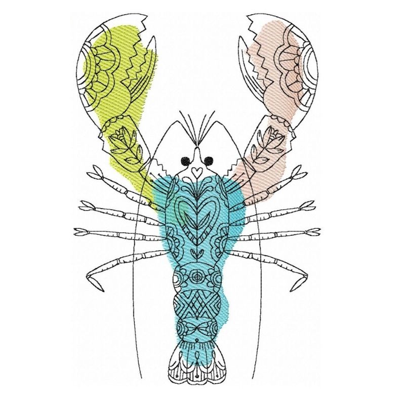 Lobster machine embroidery design, 3 sizes