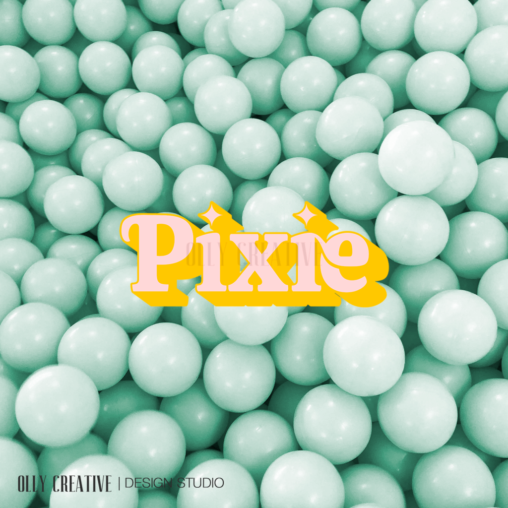 Colorful font logo, premade brand design, happy pink identity