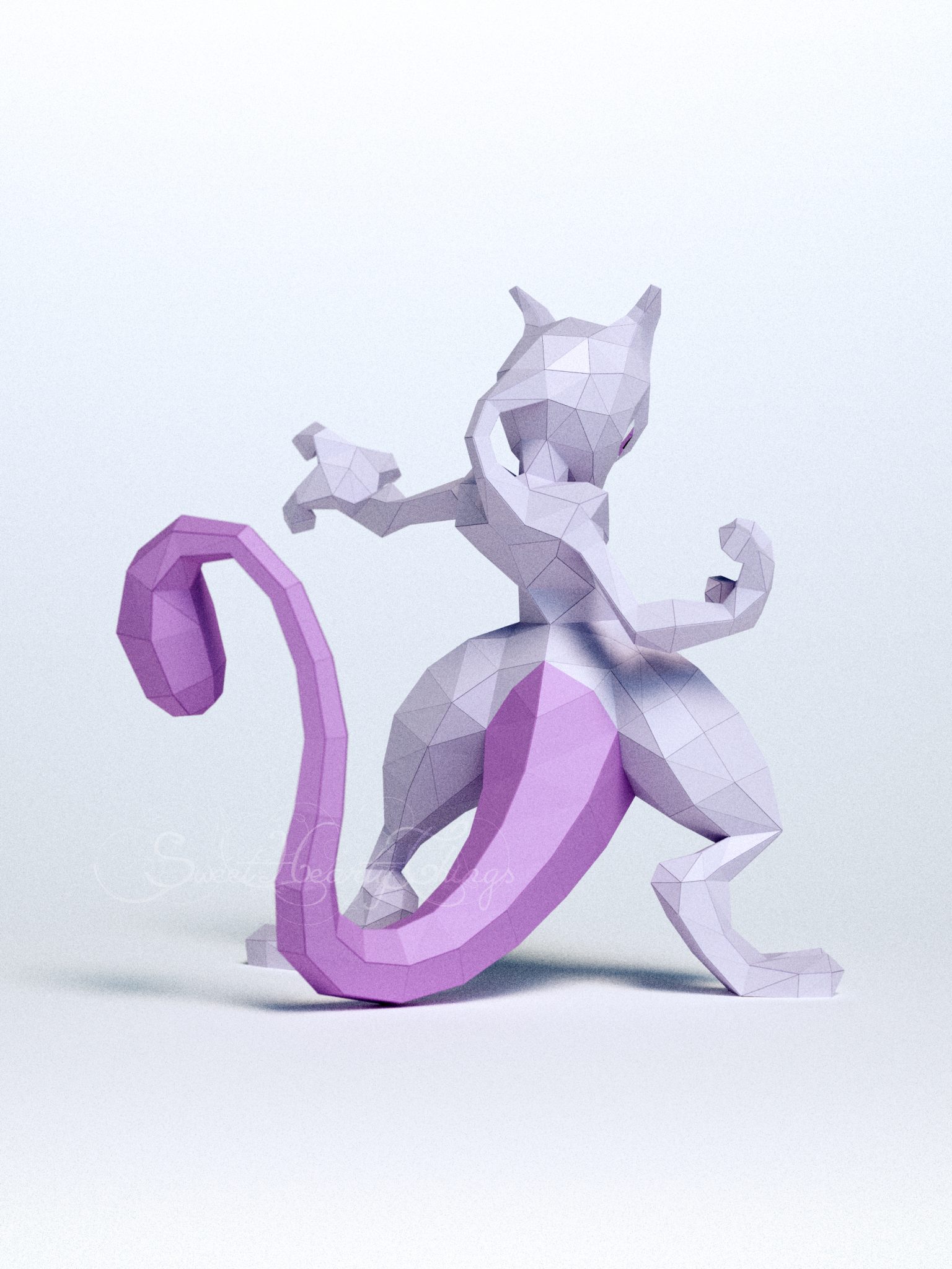 3d Papercraft - Mewtwo - PDF SVG DXF Templates - Crealandia