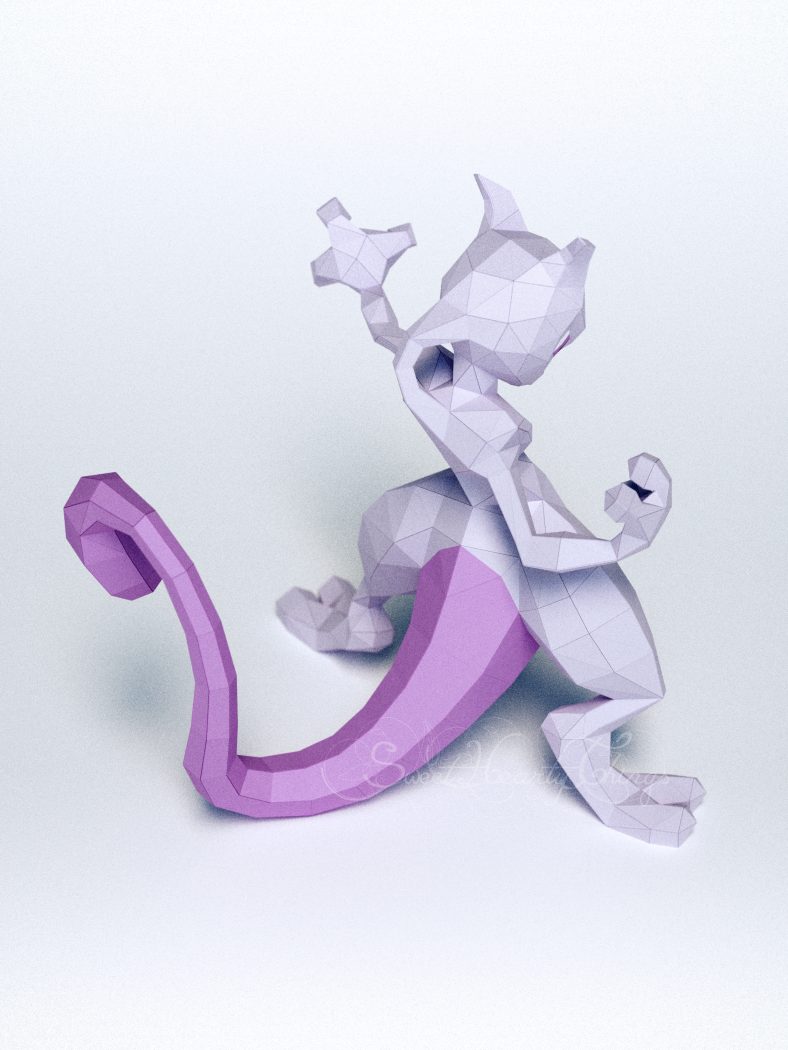 3d Papercraft - Mewtwo - PDF SVG DXF Templates - Crealandia