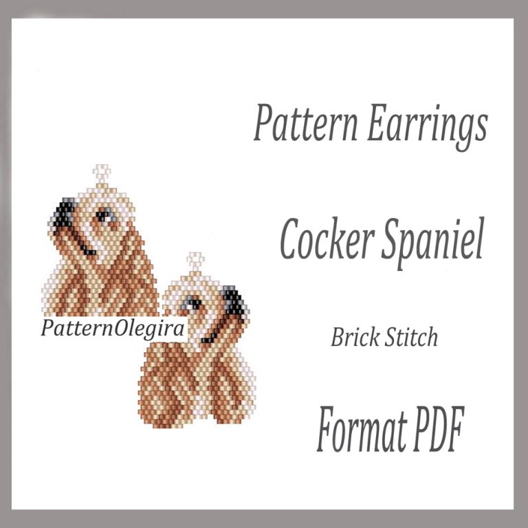 Cocker Spaniel bead earrings pattern, Olegirabeadpatterns